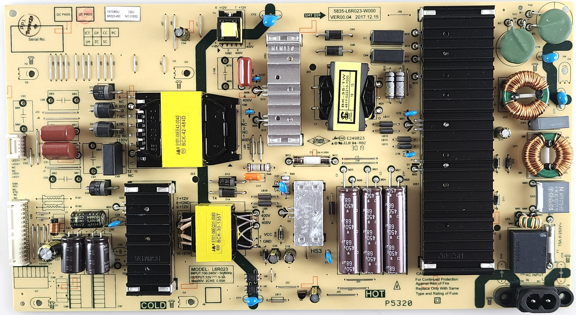 TVParts ca 5835 L6R023 W000 Skyworth Power Supply Board TVParts ca 5835 L6R023 W000 Skyworth Power Supply Board